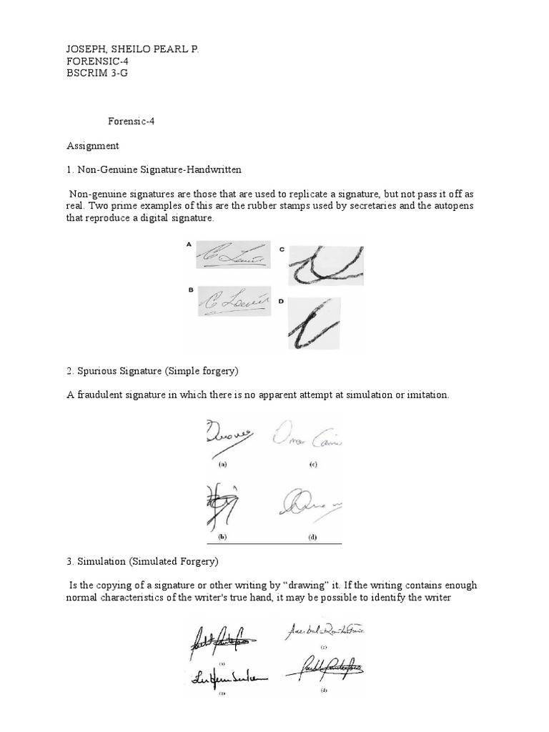 Joseph, Sheilo Pearl P. Forensic-4 | PDF | Signature | Photocopier