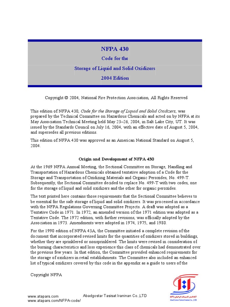 Nfpa 430 2004 | PDF | Fire Sprinkler System | Dangerous Goods