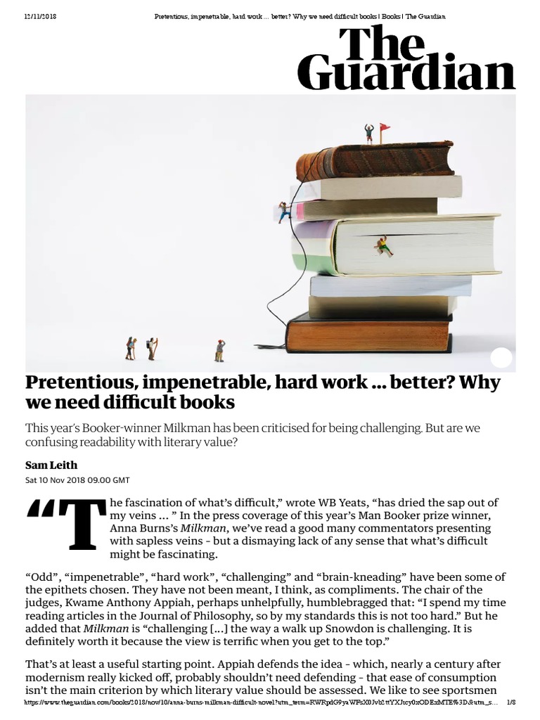 Difficult Books (Guardian Article) | PDF | Laurence Sterne | Novels