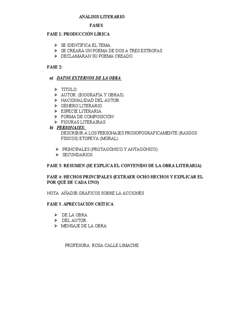 Fases de Anàlisis Literario | PDF