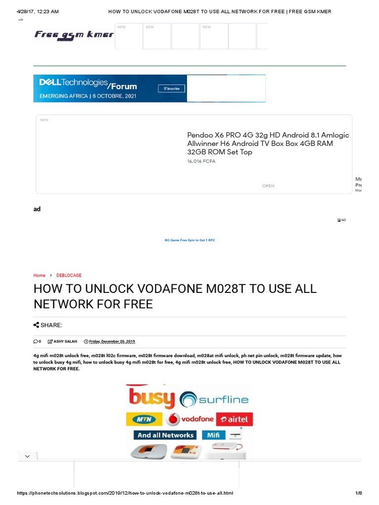 How To Unlock Vodafone M028T To Use All Network For Free - Free GSM Kmer | PDF | User (Computing ...
