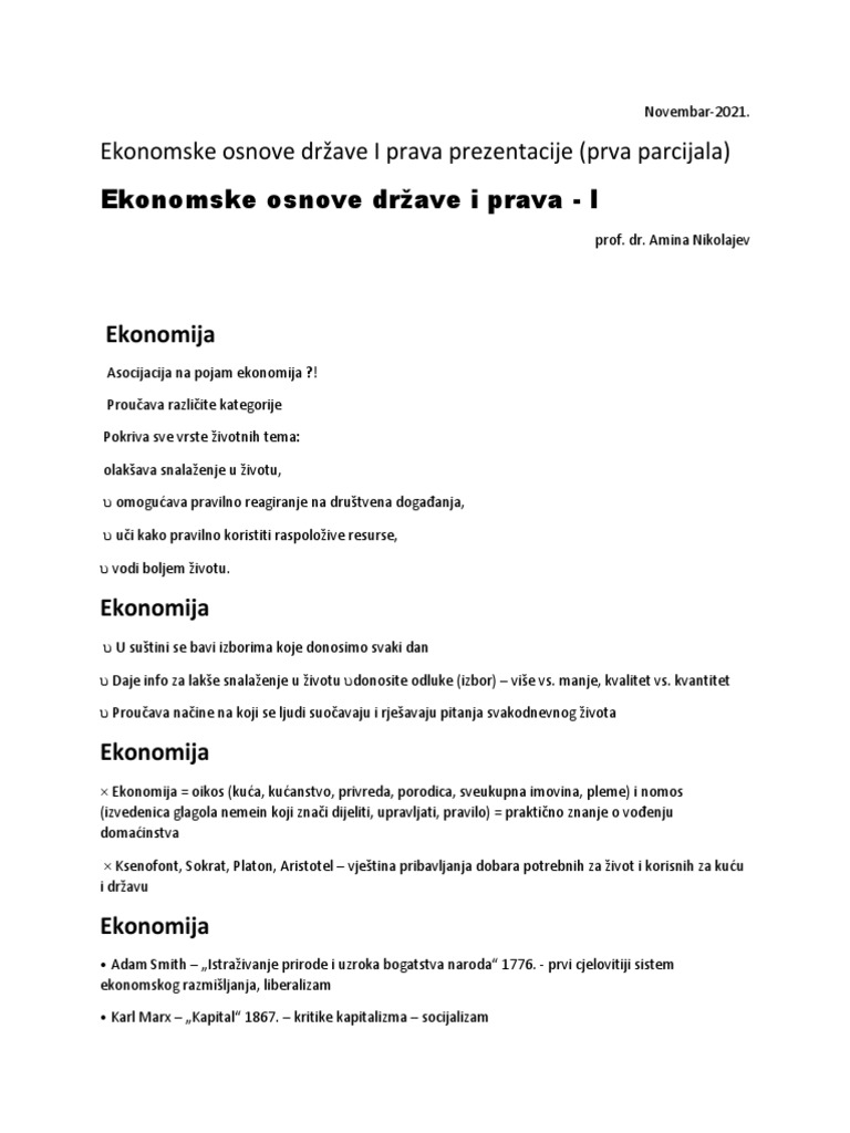 Ekonomske Osnove Države I Prava (Prezentacije) | PDF