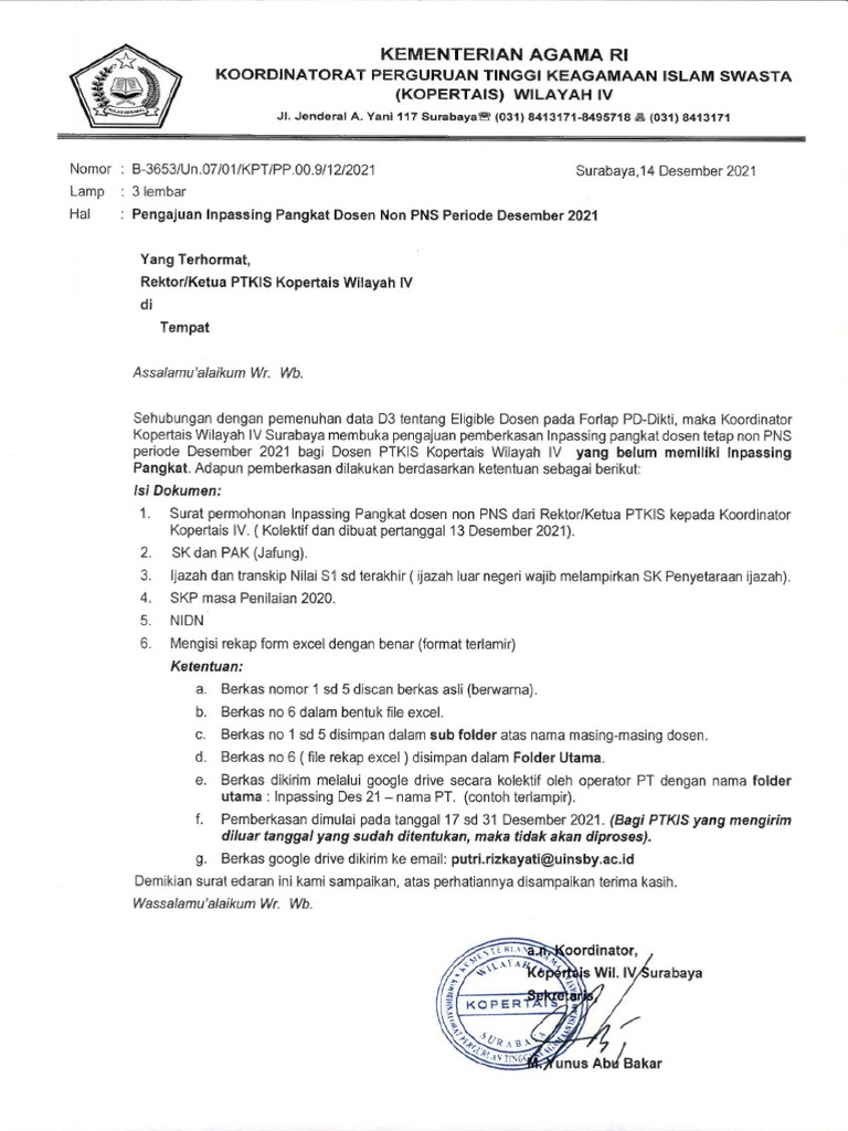 Edaran Inpassing Des 2021 | PDF