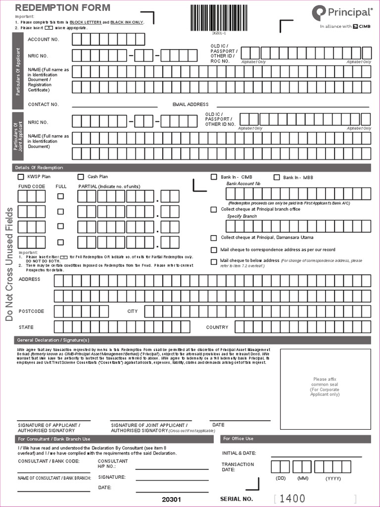 Unit Trust Redemption Form | PDF | Indemnity | Legal Liability