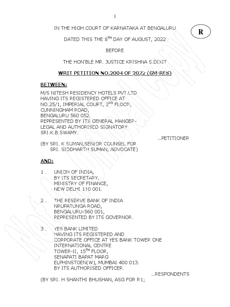 Writ Court Cannot Examine Transactions Between Borrower and Bank | PDF ...