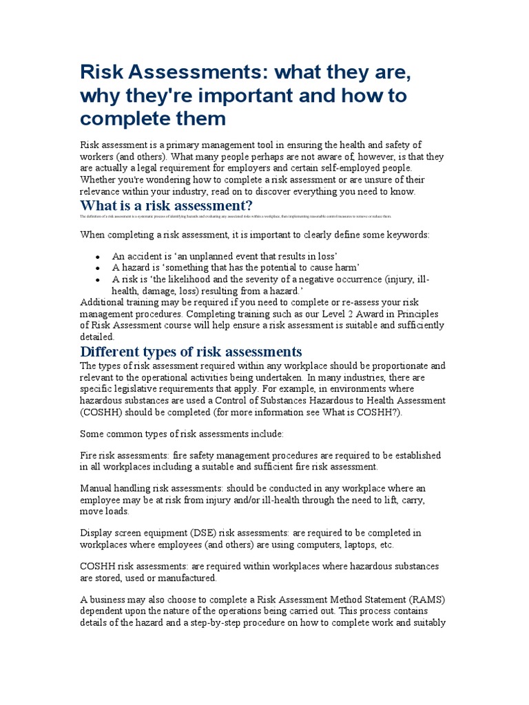 Risk Assessments | PDF | Risk | Risk Assessment