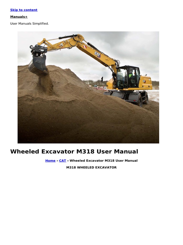 Wheeled Excavator M318 User Manual | PDF | Manufactured Goods | Vehicles
