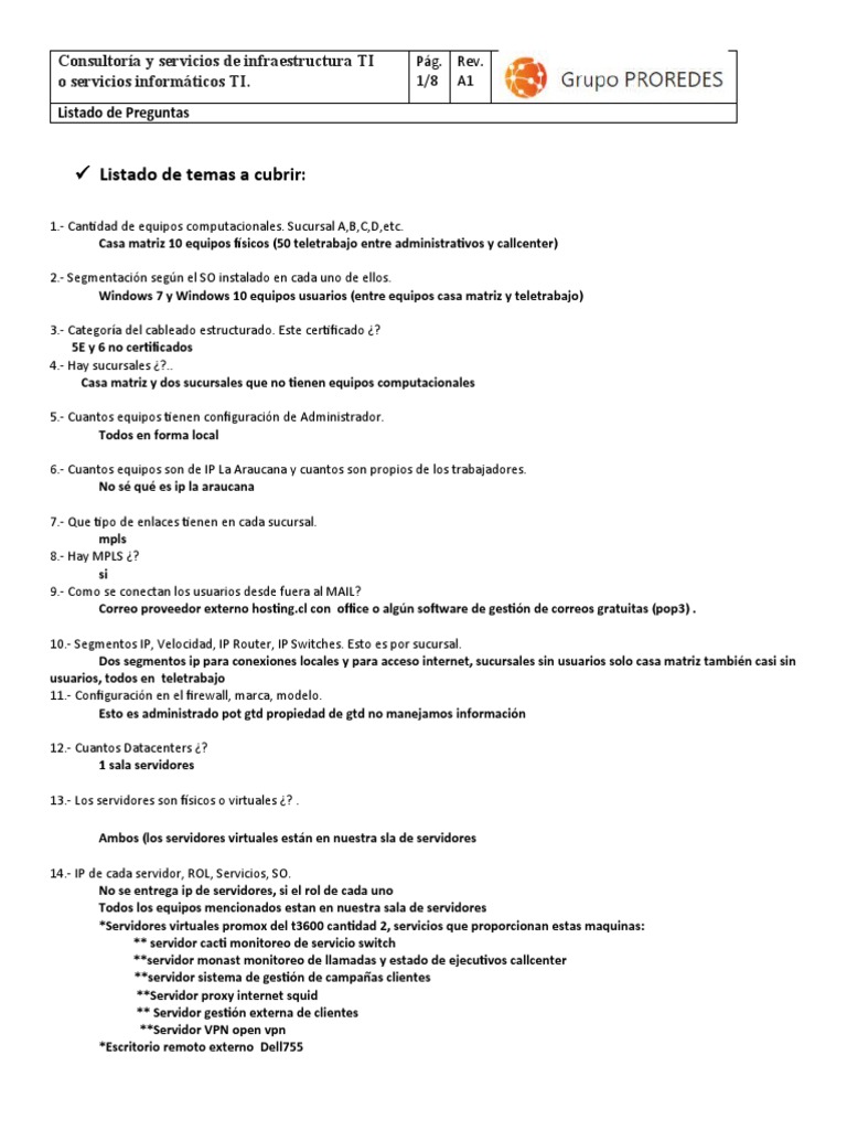 Preguntas - Levantamiento TI | PDF | Servidor (Computación) | Internet