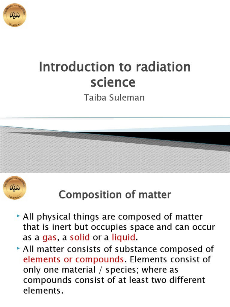 Introduction To Radiation Science | PDF | Radioactive Decay | Atoms