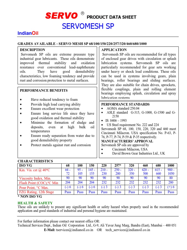Servo Mesh Oil Grades | PDF | Lubricant | Corrosion