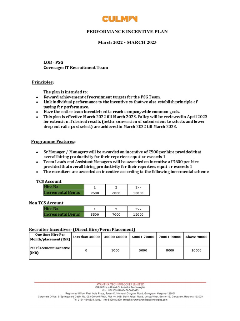 Recruitment Incentive Plan Overview | PDF | Incentive | Labor