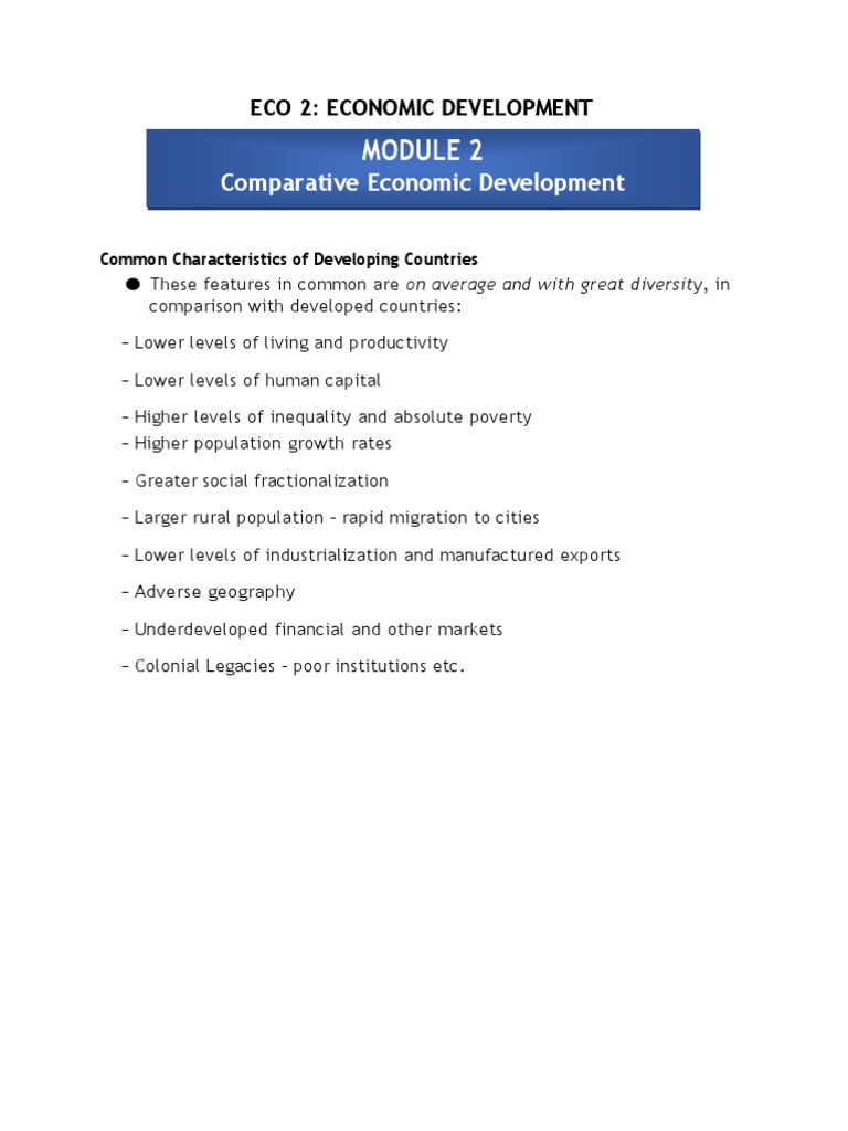 Module 2 - Comparative Economic Development Key Points | PDF ...