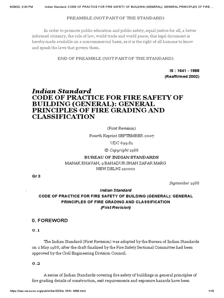 Indian Standard_ CODE OF PRACTICE FOR FIRE SAFETY OF BUILDING (GENERAL ...