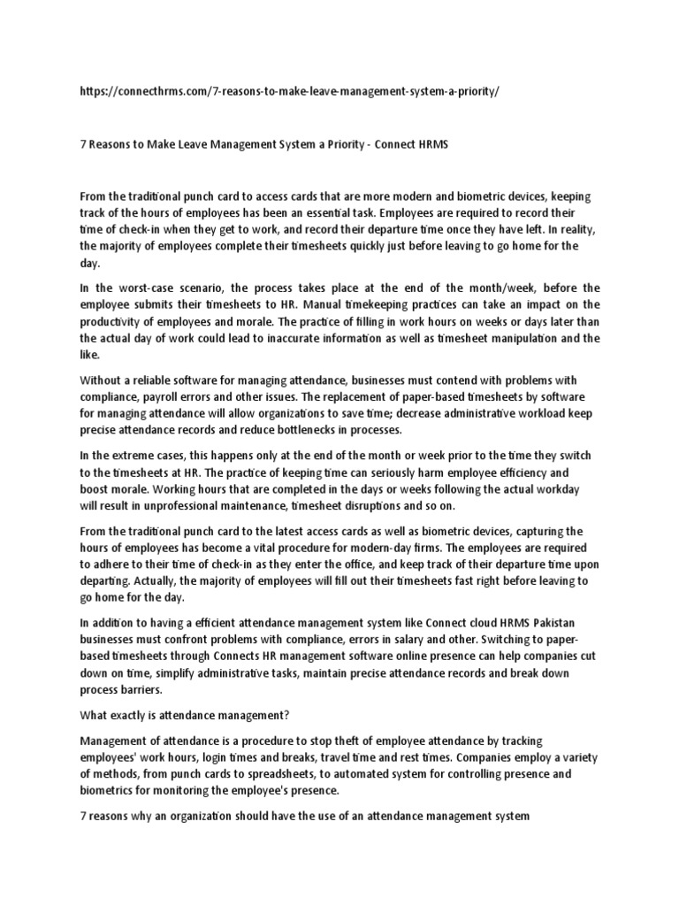 7 Reasons To Make Leave Management System A Priority - Connect HRMS ...