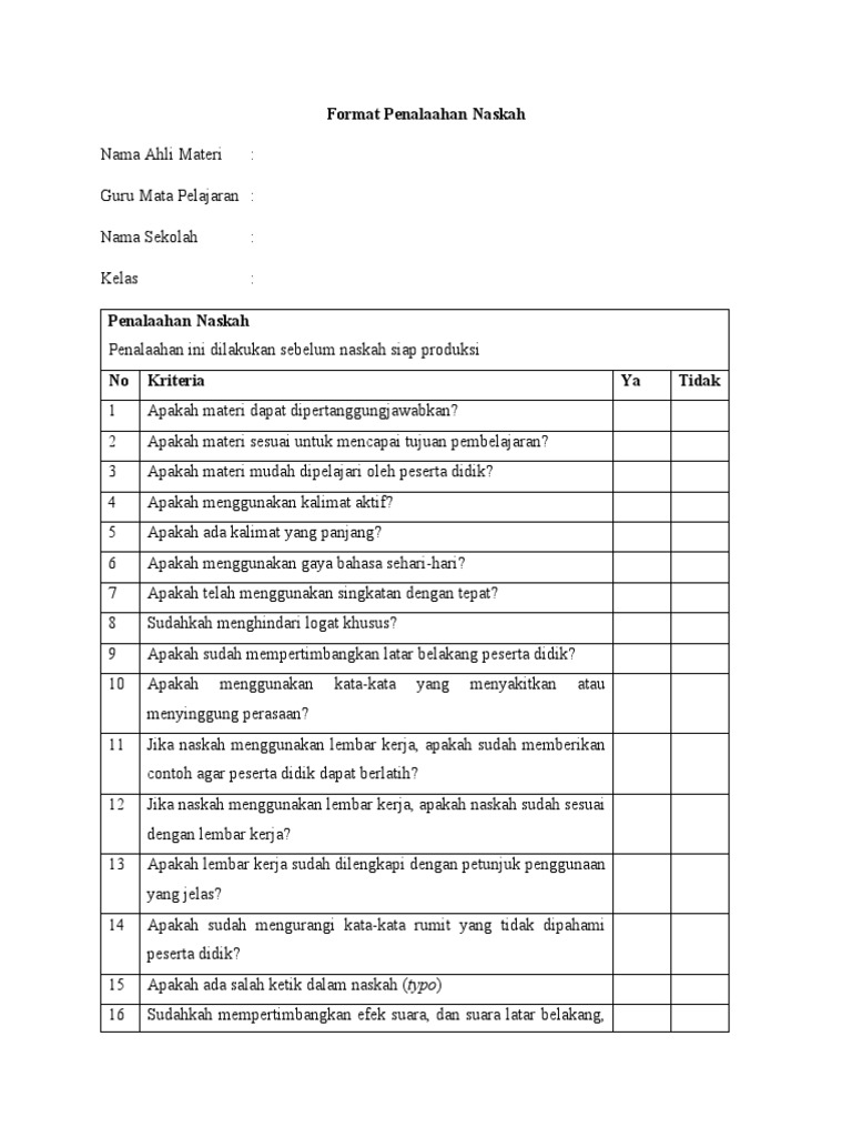 Format Penalaah Naskah | PDF