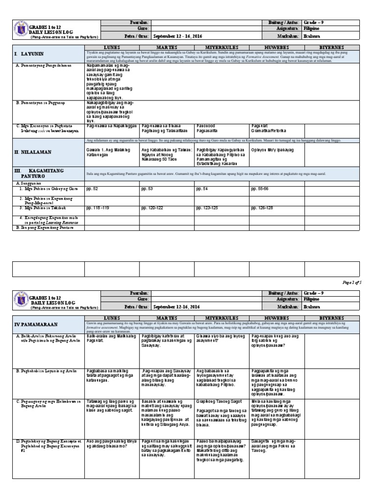 DLL - Filipino 9 - Q2 | PDF