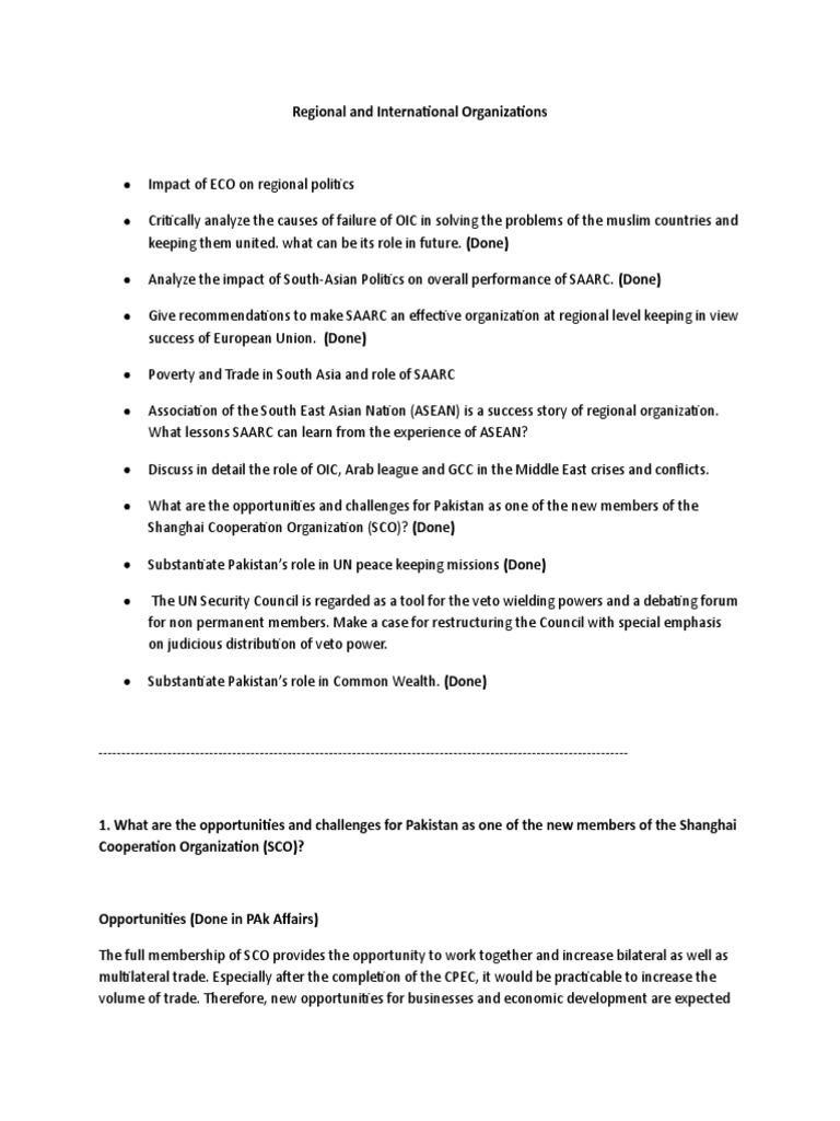 Regional and International Organizations | PDF | United Nations ...
