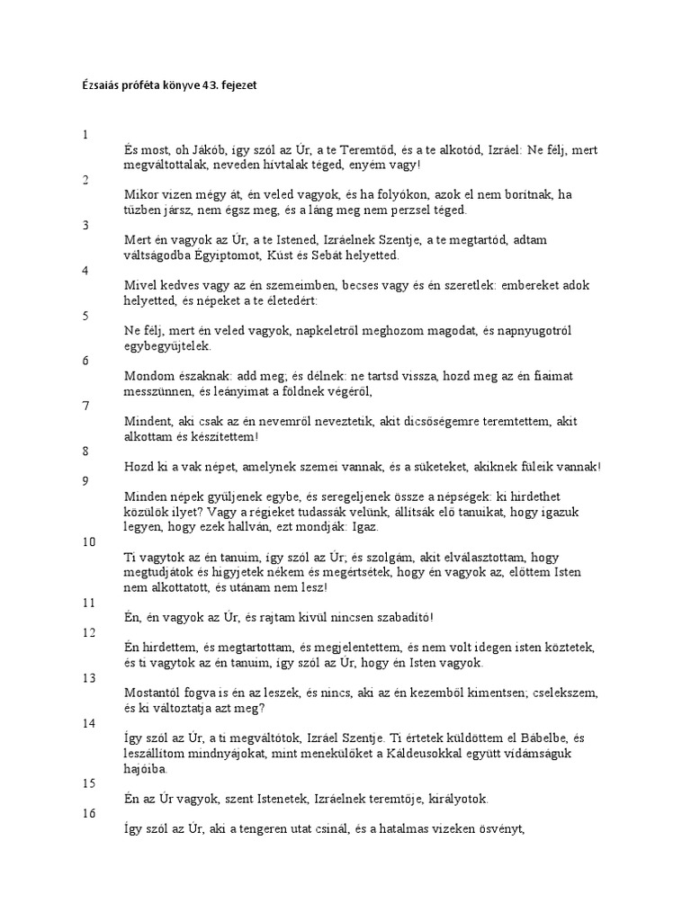 Ézsaiás Próféta Könyve 43. Fejezet | PDF