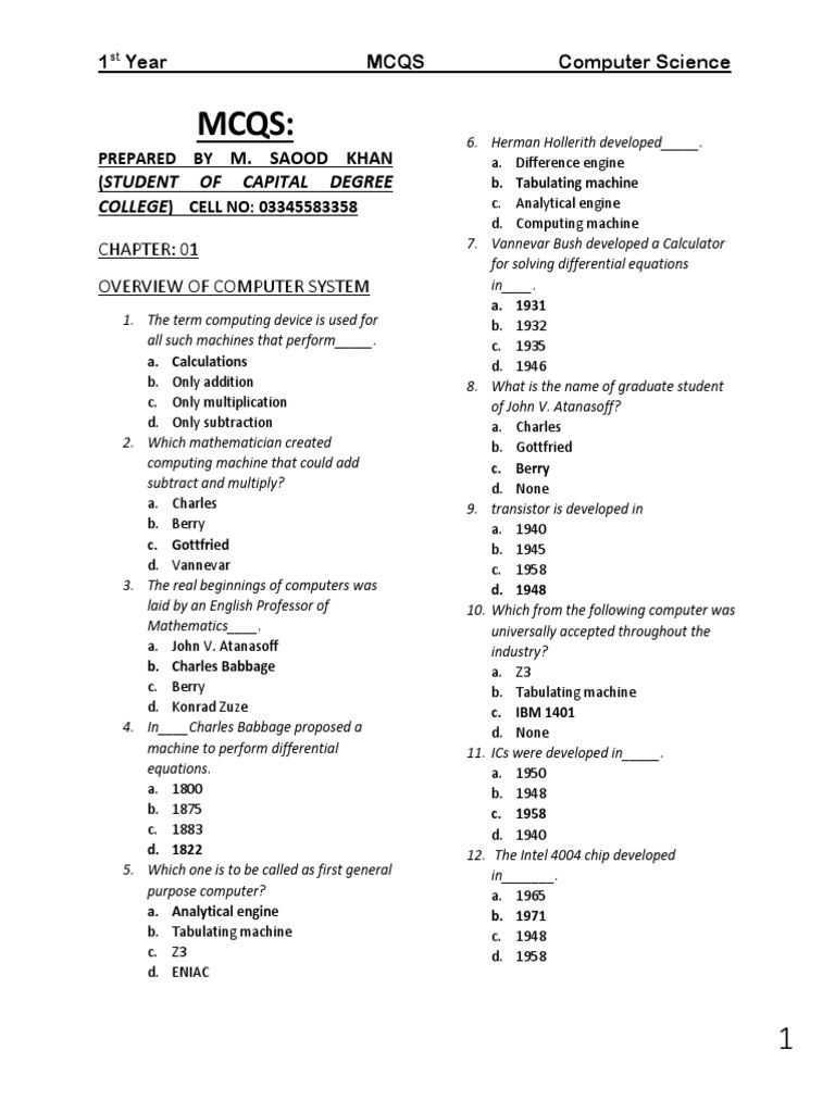 1st YEAR MCQS | PDF | Computer Network | Network Topology