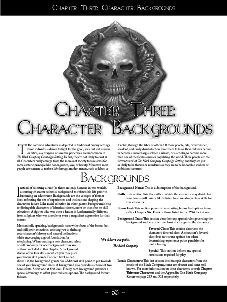 Black Company D20 Preview | PDF | Race (Human Categorization)