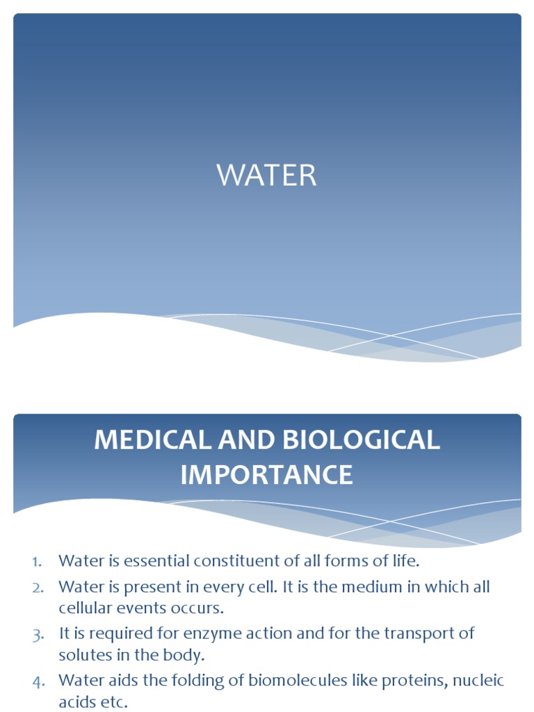 Water Biochemistry | PDF | Properties Of Water | Chemical Reactions