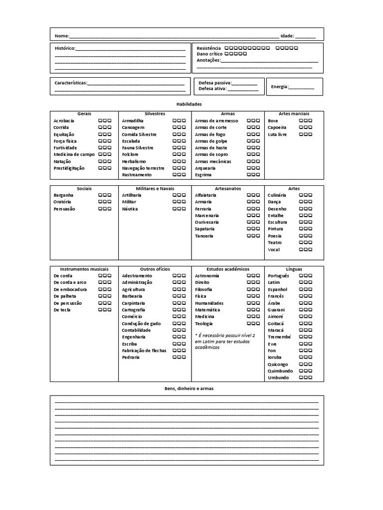 Ficha ABEA - Formato Storyteller - Amg | PDF