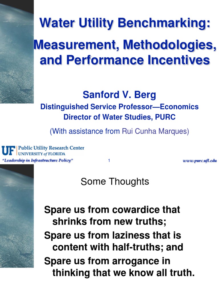 Water Utility Benchmarking: Measurement, Methodologies, and Performance ...