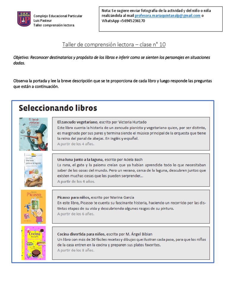 Actividad N 10 Taller De Comprension Lectora 3 A Pdf