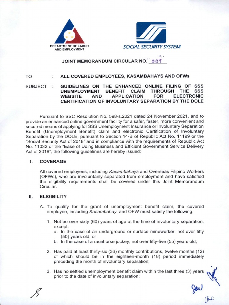 SSS DOLE JMC No 001 | PDF