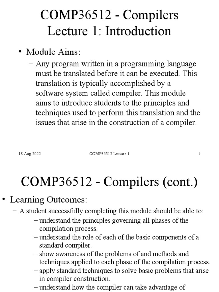 lect01 | PDF | Compiler | Programming