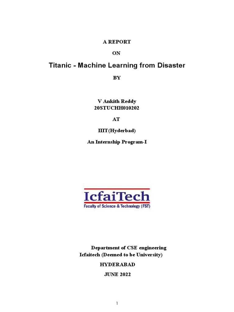Titanic - Machine Learning From Disaster: A Report ON | PDF | Machine Learning | Statistical ...