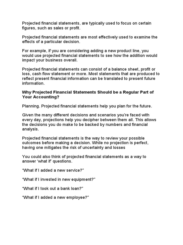 Why Projected Financial Statements Should Be A Regular Part of Your ...