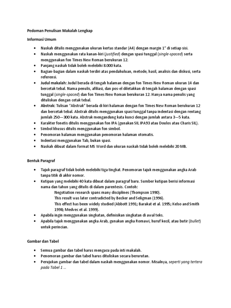 Pedoman Penulisan Makalah Lengkap | PDF
