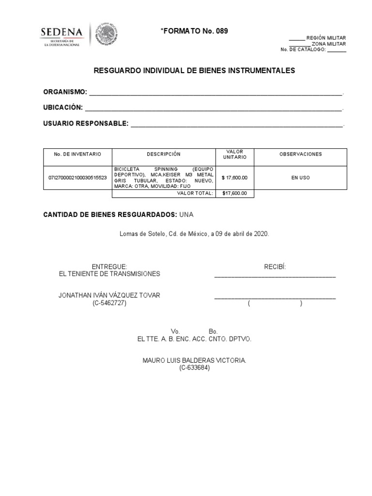 Hoja de Resguardo | PDF