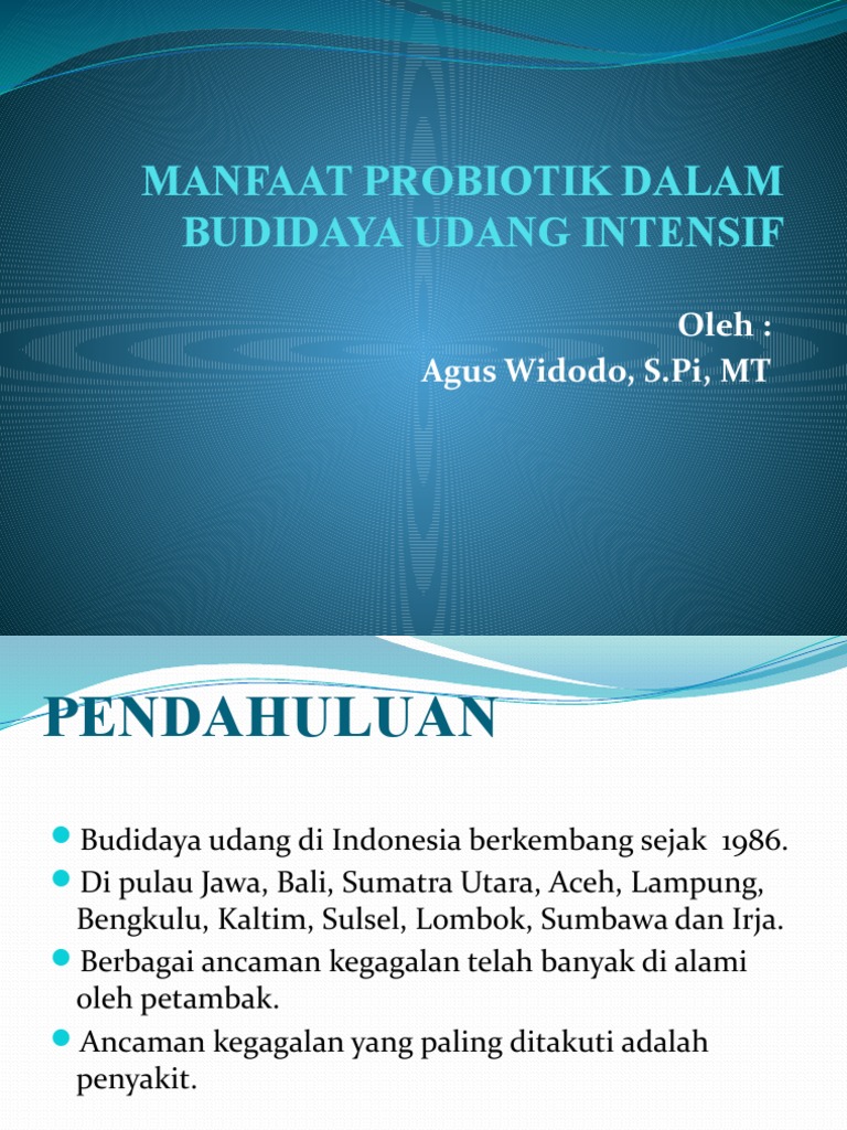 Manfaat Probiotik Dalam Budidaya Udang Intensif | PDF
