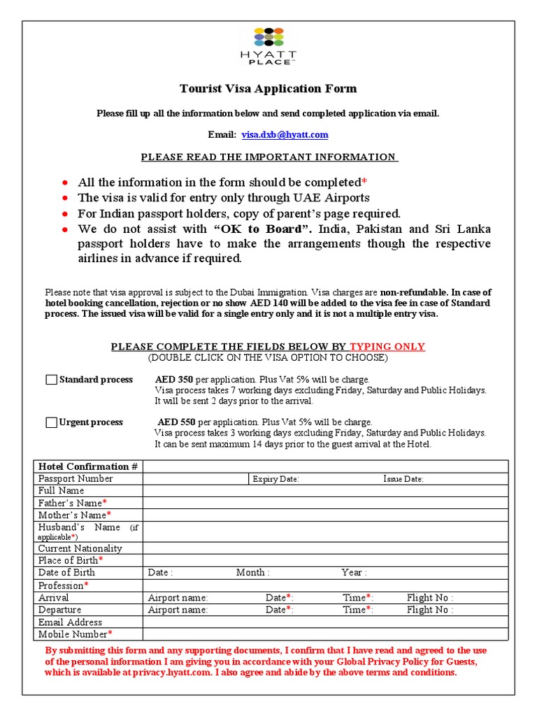 UAE Tourist Visa Application Form | PDF | Travel Visa | Passport