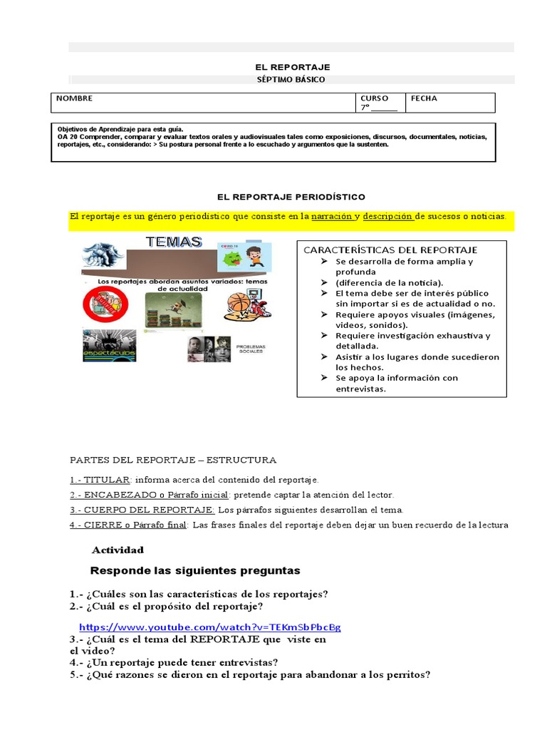 Estructura y características del reportaje | PDF | Aprendizaje ...