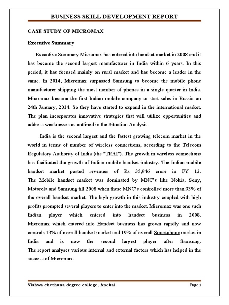 Case Study Micromax Final | PDF | Business