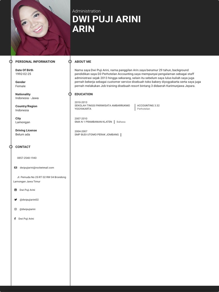 CV Dwi Puji Arini PDF | PDF
