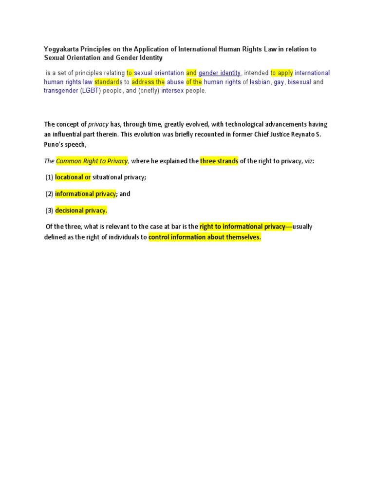 Yogyakarta Principles On The Application of International Human Rights ...