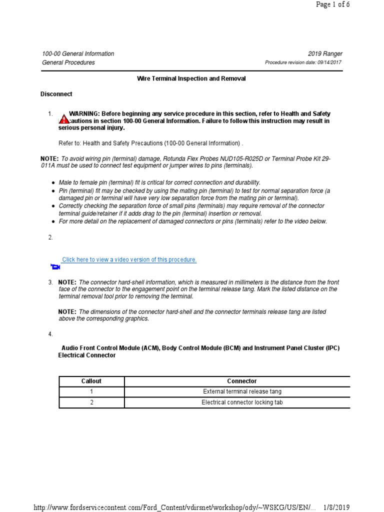 100-00 Wire Terminal Inspection & Removal | PDF | Electrical Connector ...