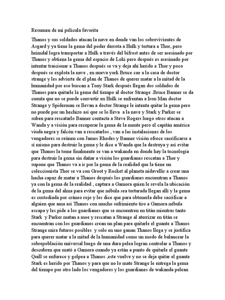 Resumen y Reseña de Mi Película Favorita | PDF