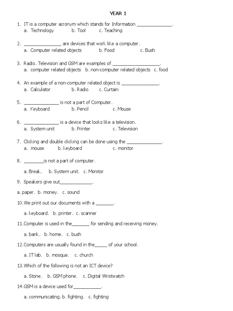 Primary Ict Third Term Exam | PDF | Computer Keyboard | Input/Output