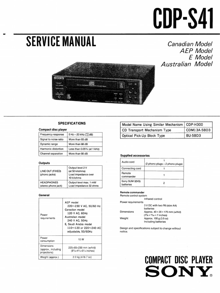 CDP s41 Sony | PDF