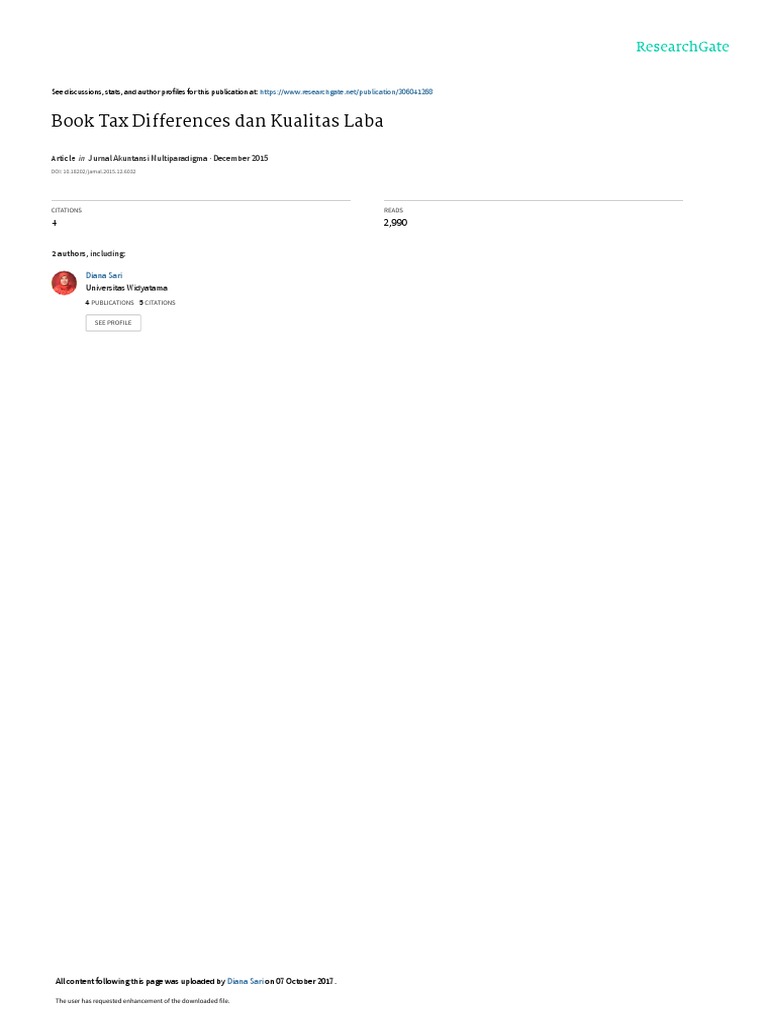 Book Tax Differences Dan Kualitas Laba: Jurnal Akuntansi Multiparadigma ...