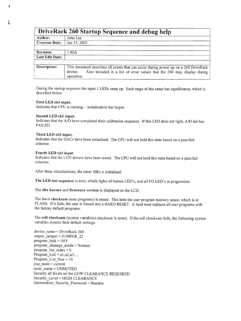 DBX260 Boot up process | PDF
