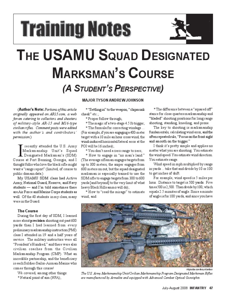 T Usamu S D M ' C: HE Quad Esignated Arksman S Ourse | PDF | Marksman ...