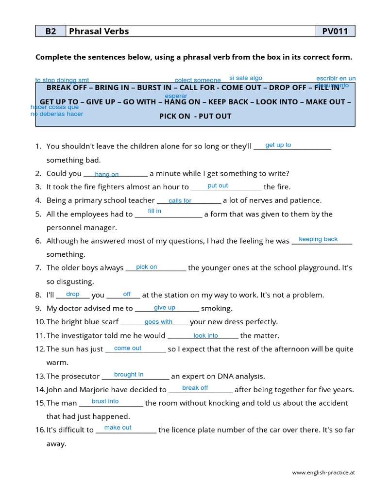 pv011 Phrasal Verbs 1 | PDF