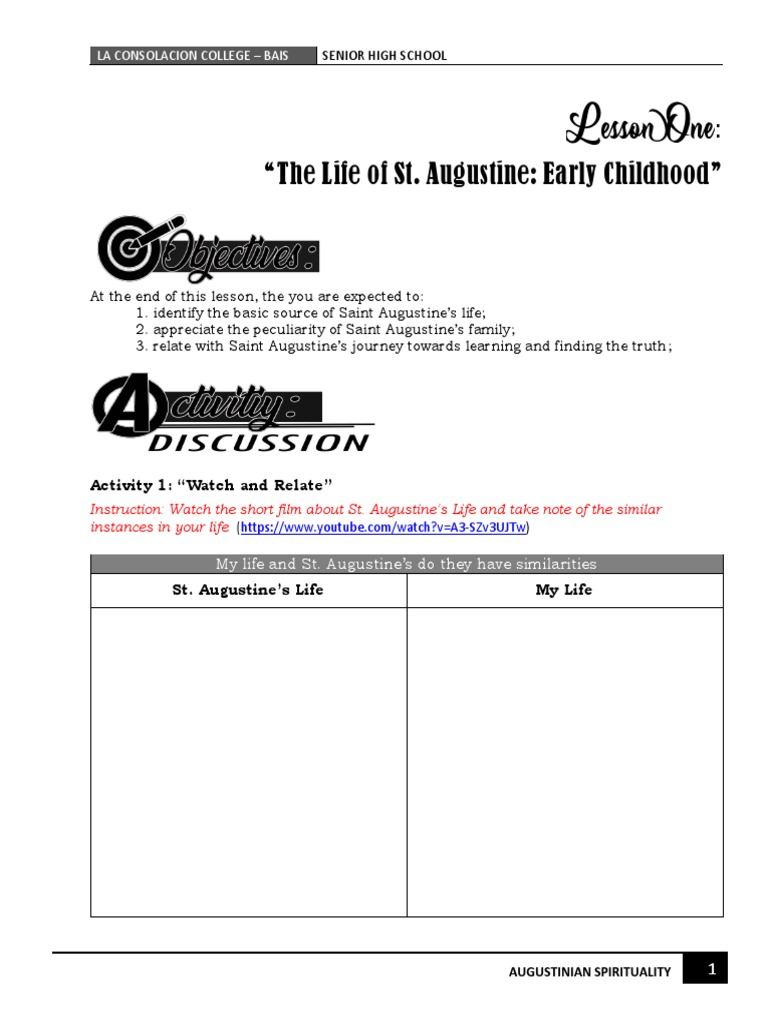 Lesson 1 Augustinian Spirituality | PDF | Augustine Of Hippo
