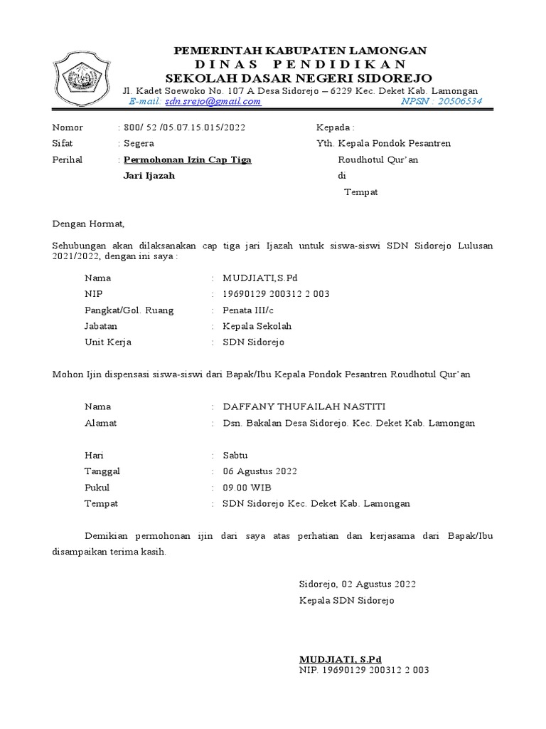 Surat IJIN Cap Tiga Jari | PDF